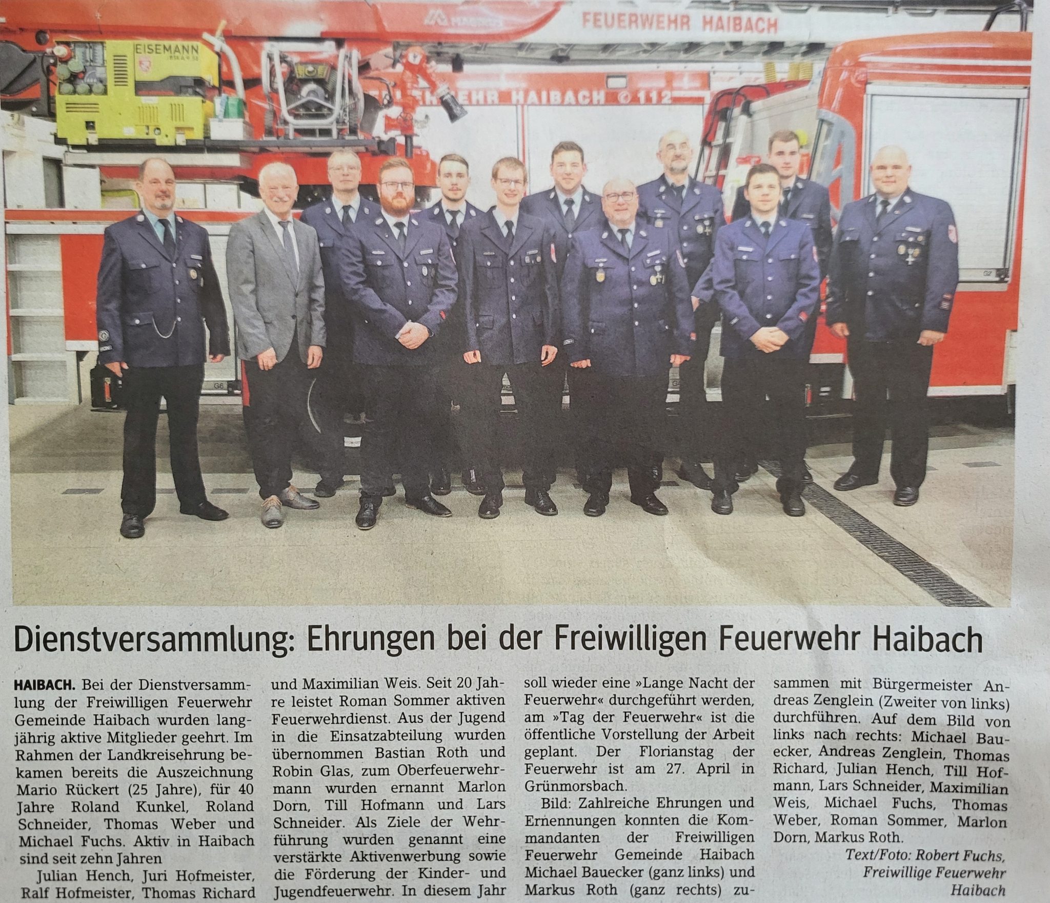 Ehrungen bei der Dienstversammlung 2024 – FF Gde. Haibach